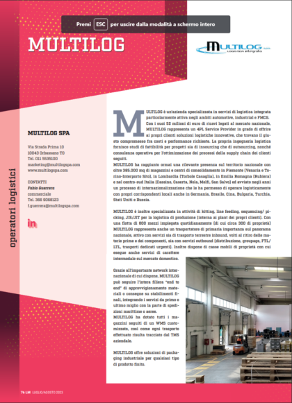 Multilog su Logistica Management – Multilog S.P.A. Logistica integrata ...